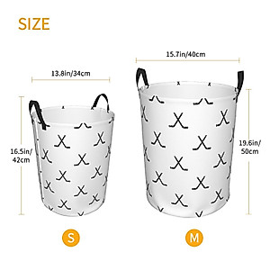 Hockey Sticks Print Laundry Basket Waterproof Oxford Fabric Collapsible Laundry Hamper Round Portable Durable Dirty Clothes Toy Storage Organizer for Bedroom Bathroom College Dorm Living Room Nursery