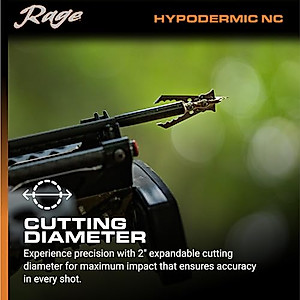 Rage Hypodermic 2-Blade Crossbow NC Broadhead, 100 Grain, Silver, 3 Count