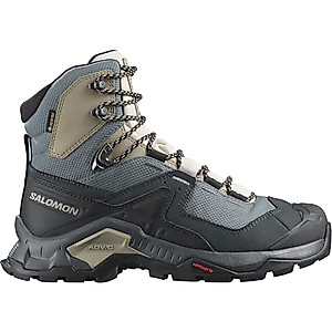 Salomon Women's QUEST ELEMENT GORE-TEX Leather Hiking Boots for Women, Ebony / Rainy Day / Stormy Weather, 8