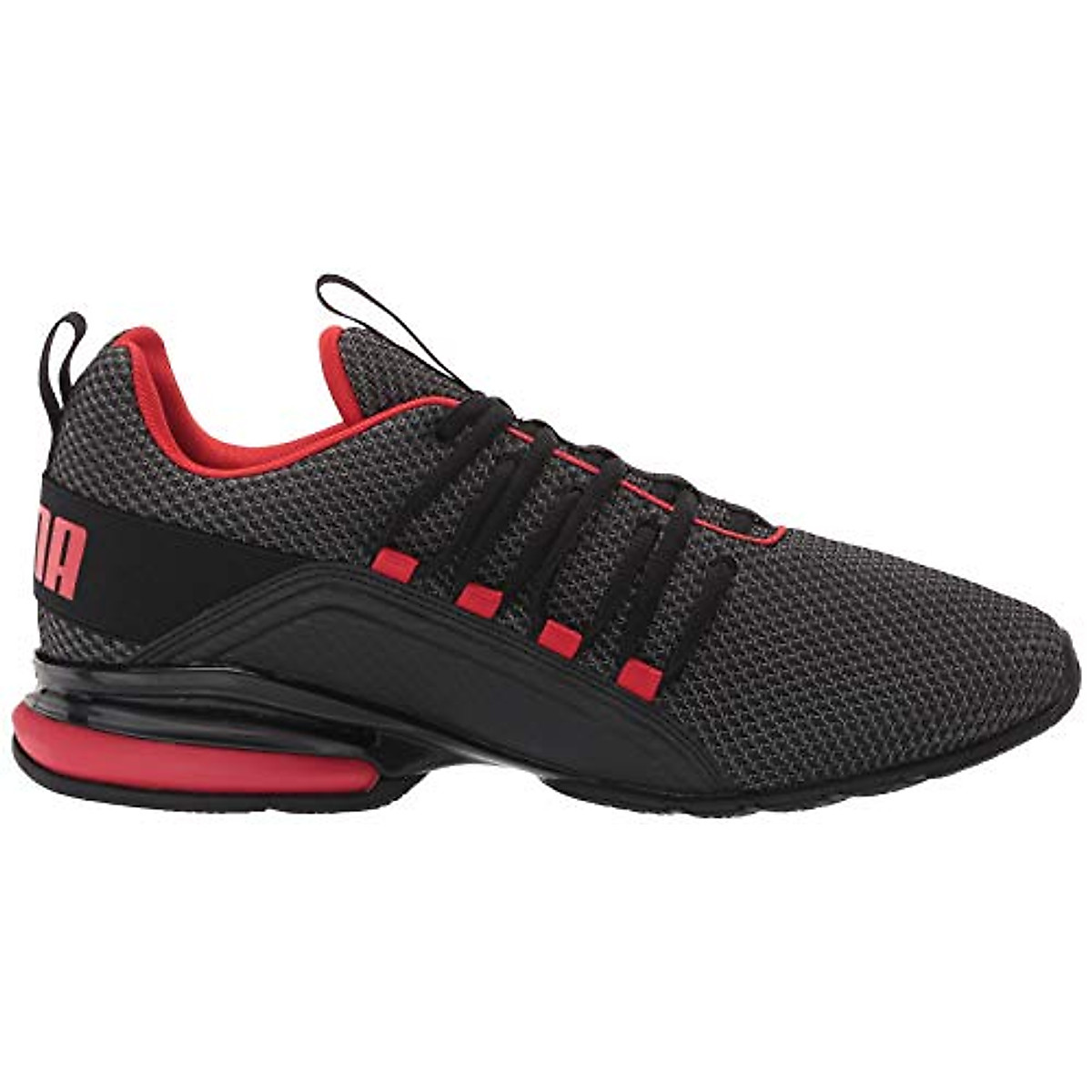 PUMA mens Axelion Running Shoe, Black/High Risk Red, 10.5 US