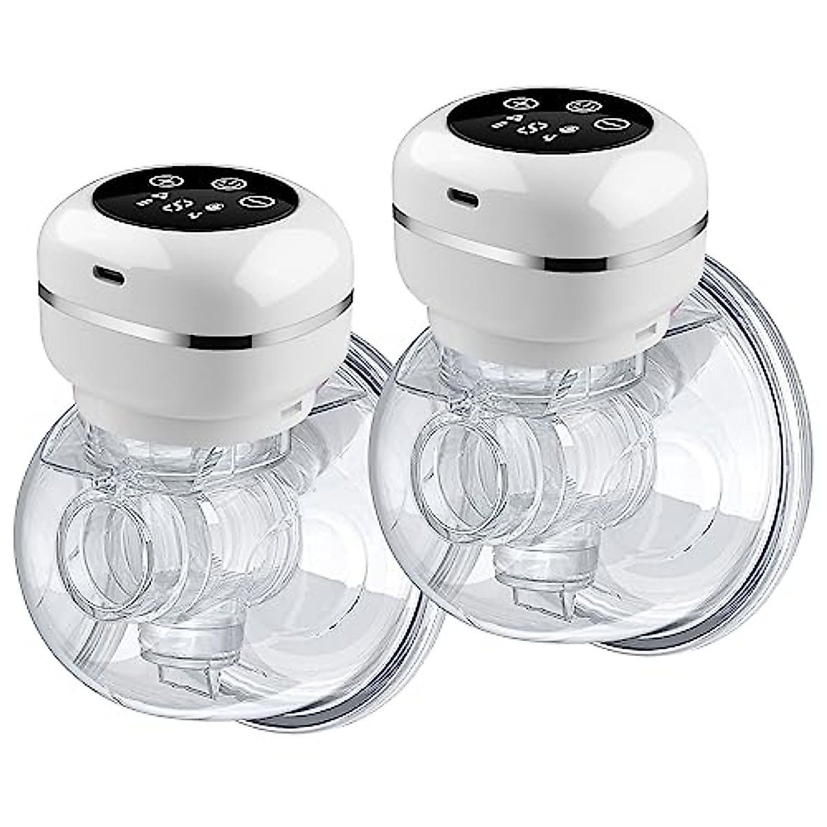 BANLEIYU Wearable Breast Pump, Portable Breast Pump Hands Free with 3 Modes & 9 Levels, 19/22mm All-in-One Painless Electric Wearable Pumps for Breastfeeding with LCD Display, 2 Pack White