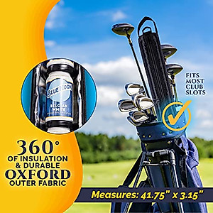 Super Large Golf Beer Sleeve for Golf Bag with 7 Reusable Cold Packs - XL-Size: 9 Cans Golf Cooler Bag - Great Golf Gift - Golf Bag Beer Cooler Sleeve - with Detachable Strap - Original Black