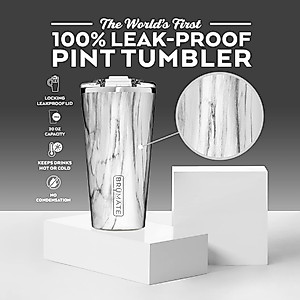 BrüMate Imperial Pint - 20oz 100% Leak-Proof Insulated Tumbler with Lid - Double Wall Vacuum Stainless Steel - Shatterproof - Travel & Camping Tumbler for Beer, Cocktails, Coffee & Tea (Carrara)