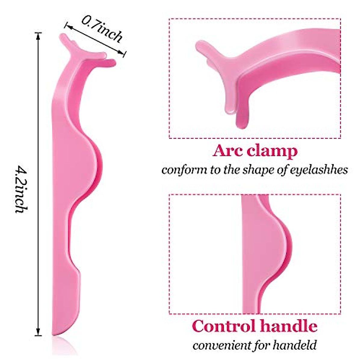 Mudder 60 Pcs Plastic Eyelashes Extension Tweezers False Eyelash Applicator Tool Eyelashes Clip Fish Tail Clip Tweezers for Lashes Application and Removal(Pink)