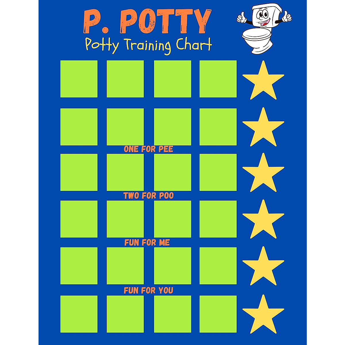 P. Potty Toilet Training Wall Decal Potty Training Chart Set for Toddler Boys and Girls