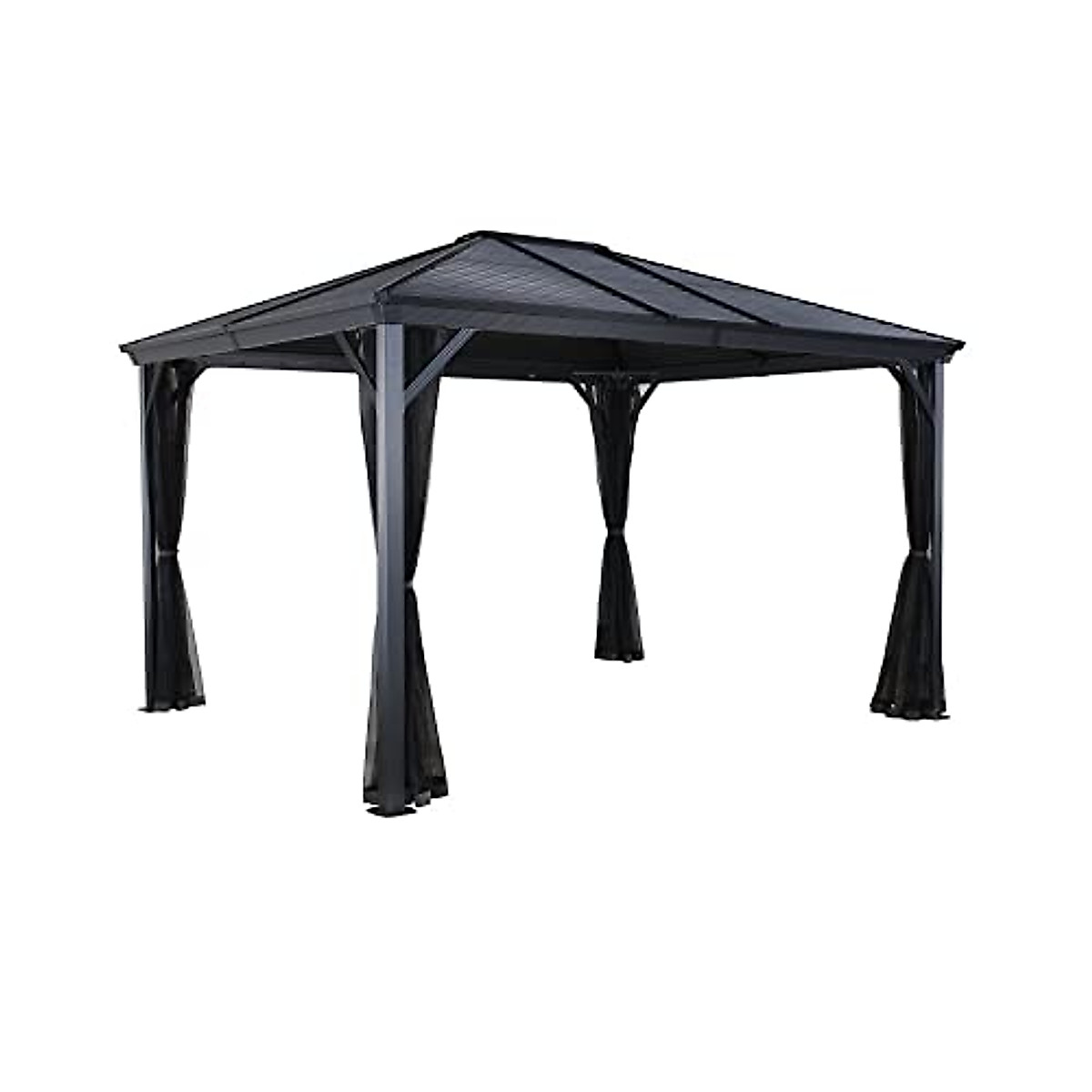 Sojag 10' x 12' Ventura Hardtop Gazebo Outdoor Weather-Resistant Aluminum Frame Sun Shelter Dark Grey