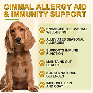 Allergy Support for Dogs, 180PC Allergy Aid Chewable Tablets for Seasonal Allergy, Supports Immune Function, Dry & Itchy Skin Relief, Dog Supplement Vitamins Tablets - 180 Tablets/Chicken Flavor