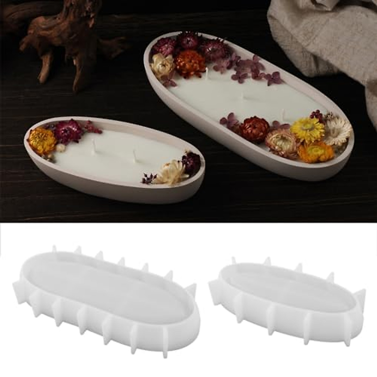 AOOOWER DIY Storage Tray Mold Jewelry Container Resin Casting Mold DIY Candle Holder Mould Simple Boats Tray Mold Easy to Clean