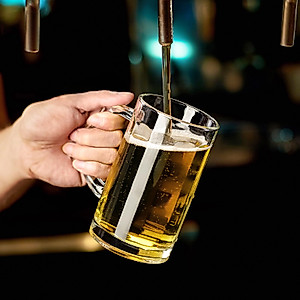 4 Pack Heavy Beer Glass Mug - 16oz Beer Mug, Large Beer Glasses with Handle, Frozen Beer Mugs For Freezer, Classic Beer Mug glasses Set Glass Steins for Bar, Beverage, Dishwasher Freezer Safe 485ML