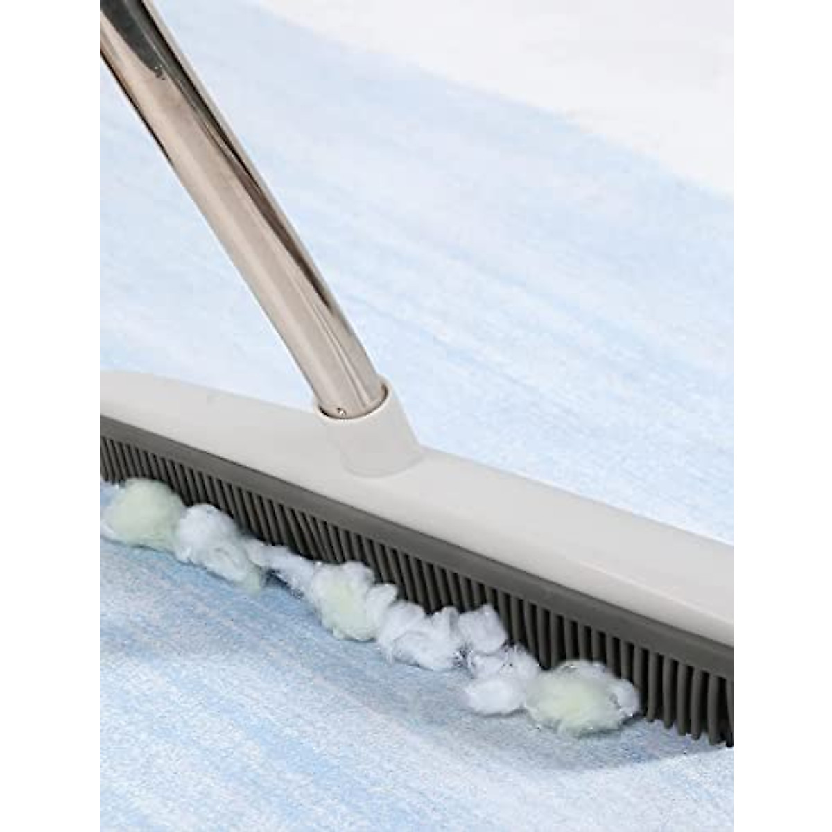 Rubber Broom with Handle, Broom Rubber Bristles Removing Animals Cats Dogs Hair for Floors for Carpets Tiles Windows and Gardens White