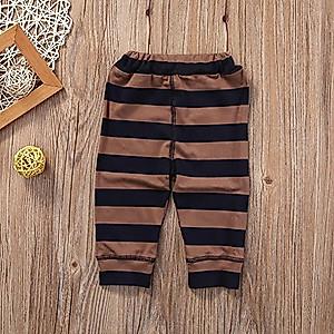 Autumn Winter Newborn Baby Boys Girls Tops Moose Romper Pants Hat Outfits Set Cute Clothes 3Pcs (0-6 Months, White+Brown)