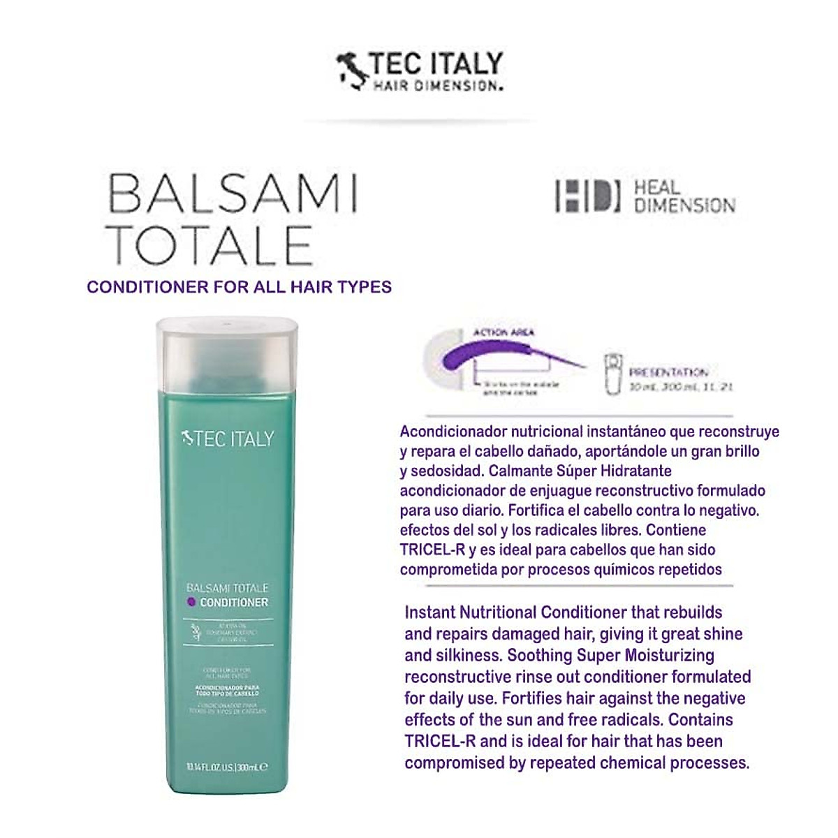 Tec Italy Reconstruction Package: Due Faccetta 10.1 Oz + Shampoo 10.1 Oz + Balsami Totale 10.1 Oz