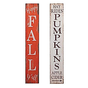 Gerson S/2 47.25"H Wooden Harvest Porch Signs Home Decor, 0InL x 0InW x 0InH, Mulitcolor