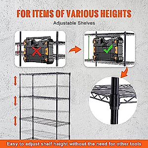 VEVOR Storage Shelving Unit, 4-Tier Adjustable Storage Shelves, 48" L x 18" W x 74" H Garage Storage Shelves, Metal Shelves with Wheels for Kitchen Pantry Basement Bathroom Laundry