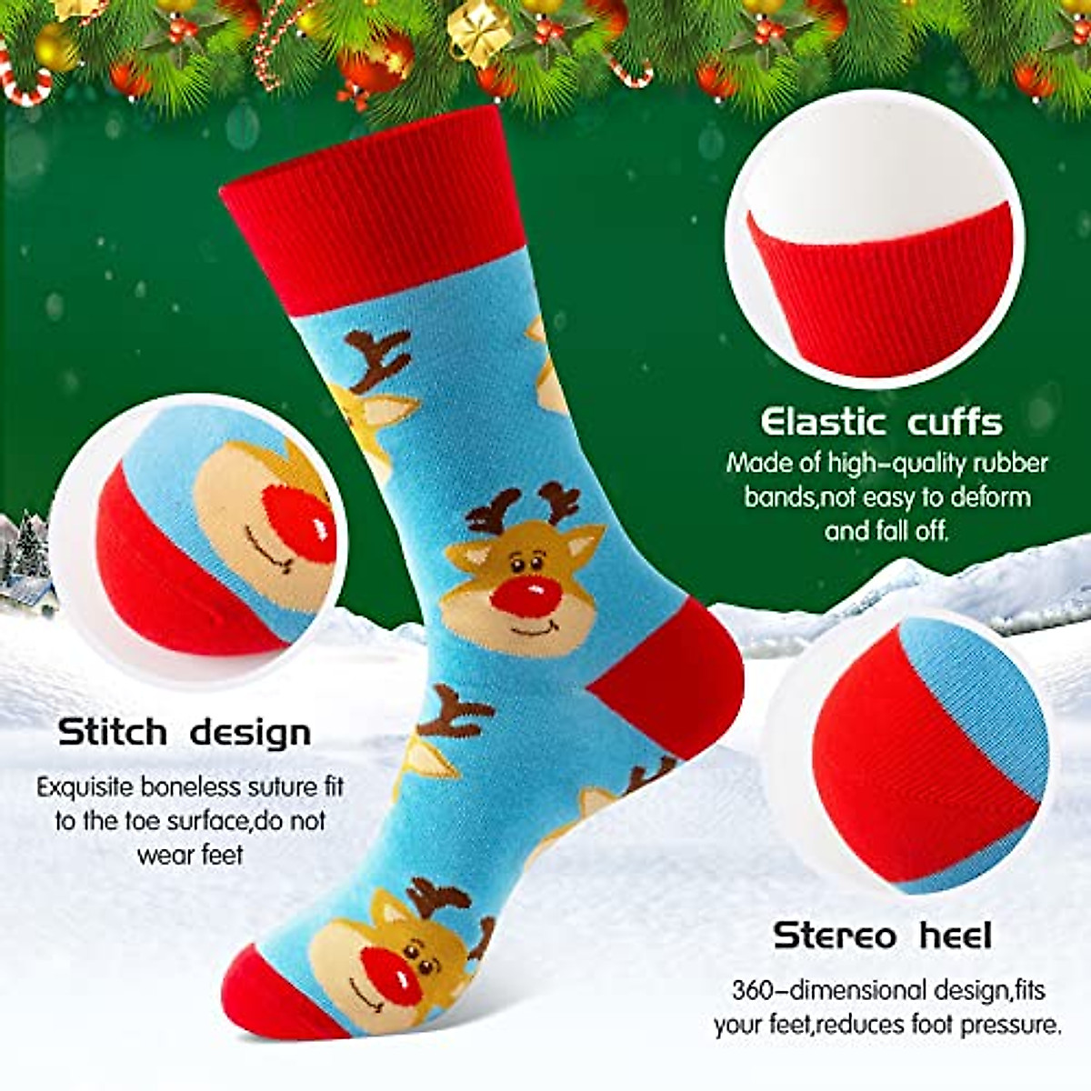 TENYSAF Fun Christmas Socks for Men - Funny Xmas Gifts for Men and Women Novelty Cozy Unisex Crew Cotton Sock Set