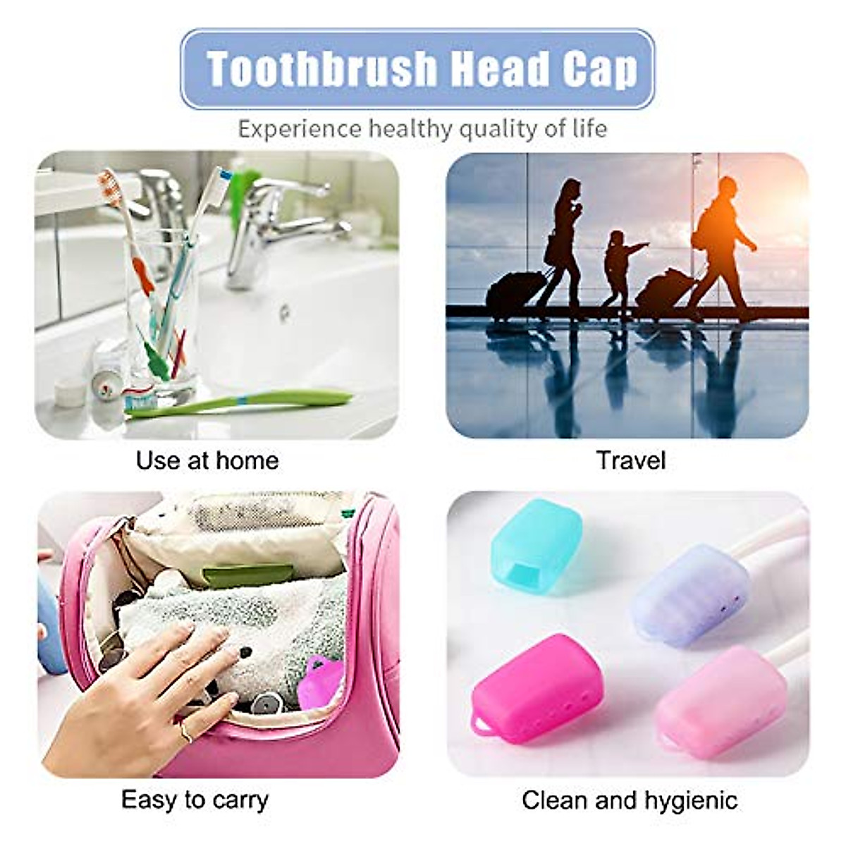 Toothbrush Protective Cap, Silicone Toothbrush Protective Case, Toothbrush Head Cover, Durable Portable for Home Travel Camping Protecting(Transparent white)