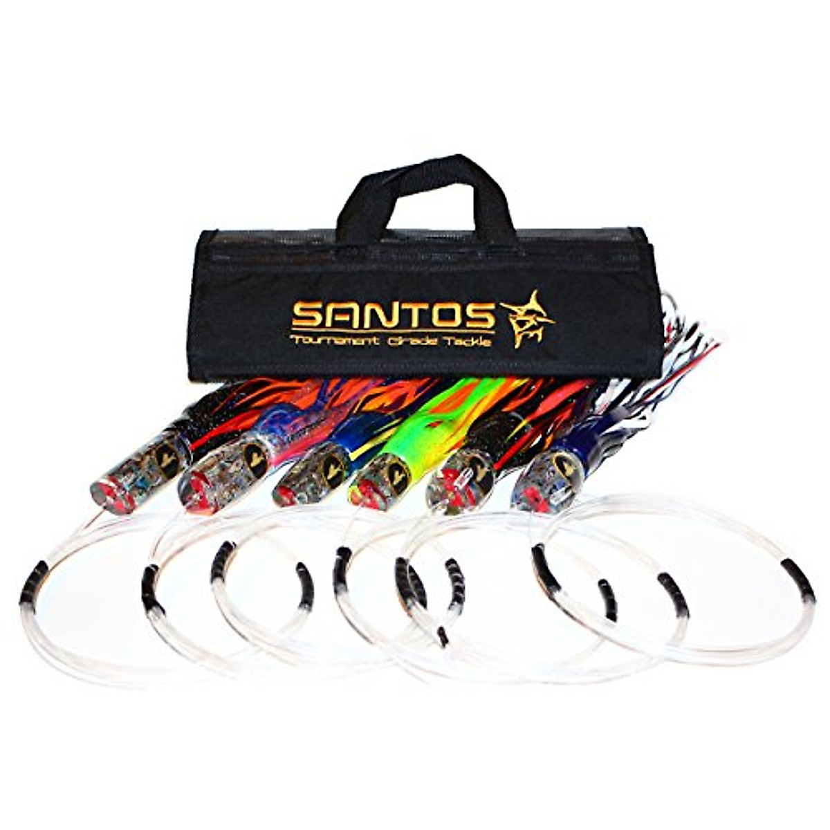 Santos Tournament Grade Tackle Marlin Offshore Big Game Trolling Lure Pack, Black/Blue