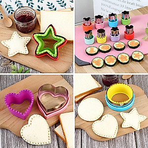 Sandwich Cutter and Sealer,Round Heart Star 3Pcs Shapes Sandwich Decruster Press Mold+8pcs Stainless Steel Mini Vegetable Cookie Cutters,Bread Sandwich Decruster Pancake Maker DIY for Kids Bento