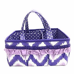 Bacati Mix and Match Nursery Fabric Storage Caddy with Handles, Purple