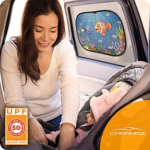 CARAMAZ Car Window Shade for Baby with Certified UV-Protection 2 Pack - 20"x12"