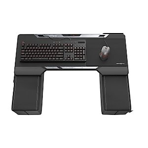 Couchmaster CYCON² Titan Edition, Couch Gaming USB-Hub Desk for Mouse & Keyboard (for PC, PS4/5, Xbox One/Series X), Ergonomic lapdesk for Couch & Bed, Nappa Leather, Real Titanium