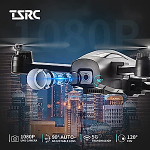 TENSSENX Drone with 1080P Camera, Foldable FPV Drone for Adults and Kids, TSRC A5 RC Quadcopter with 2 Batteries for 40 Mins flight, Voice and Gesture Control, Optical Flow Positioning, Gravity Sensor