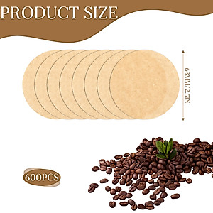 600 Pcs Replacement Coffee Filter Paper, Disposable Coffee Filter Unbleached Coffee Filter Paper Round Coffee Maker Filters Disposable Coffee Tea Filters For Home Office Use