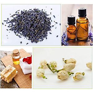 PNANA Dried Flowers- Edible Herbs Bulk of Lavender Buds, Rosebud, Jasmine, Chamomile, for Bath Bomb, Candle, Soap Making Kit