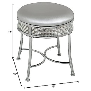 Hillsdale Furniture Glam Backless Diamond Band Vanity Stool, Chrome