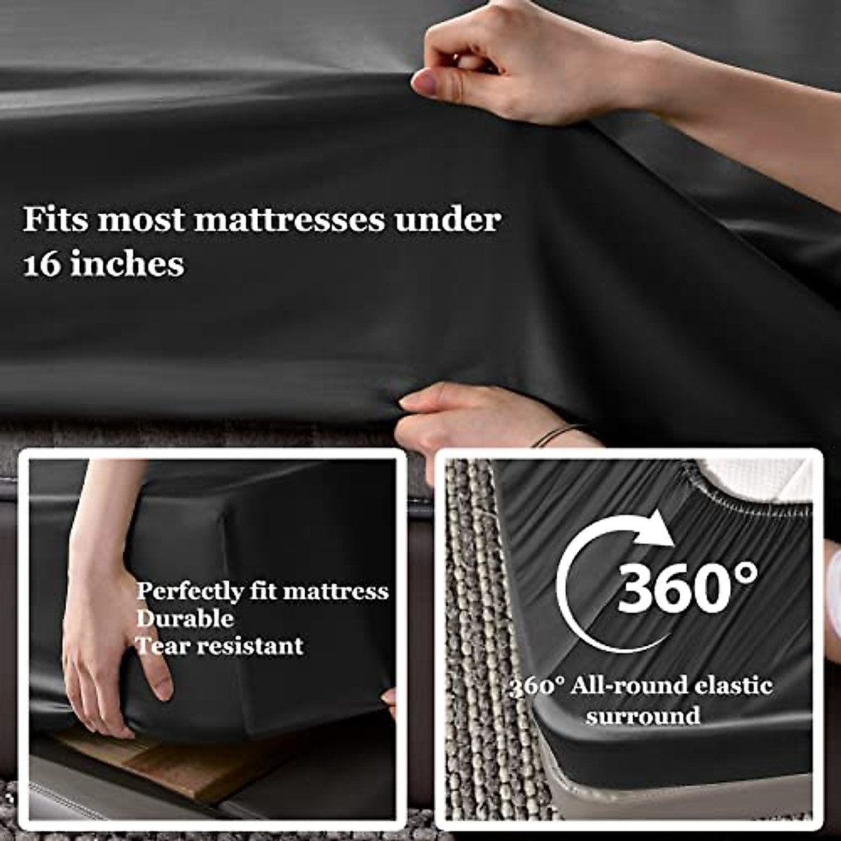 Whitney Home Textile Full Size Sheet Set - Rayon Derived from Bamboo, Luxury Cooling Bed Sheets, 16" Extra Deep Pocket, Soft & Breathable Hotel Bedding Sheets and Pillowcases Sets