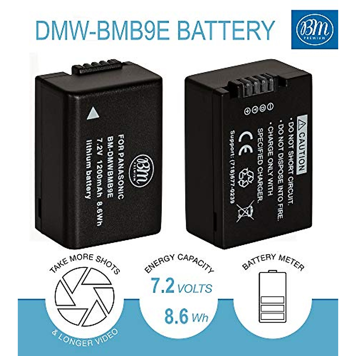 BM Premium DMW-BMB9 Battery and Battery Charger for Panasonic Lumix DC-FZ80, DMC-FZ40K, DMC-FZ45K, DMC-FZ47K, DMC-FZ48K, DMC-FZ60, DMC-FZ70, DMC-FZ100, DMC-FZ150 Digital Camera
