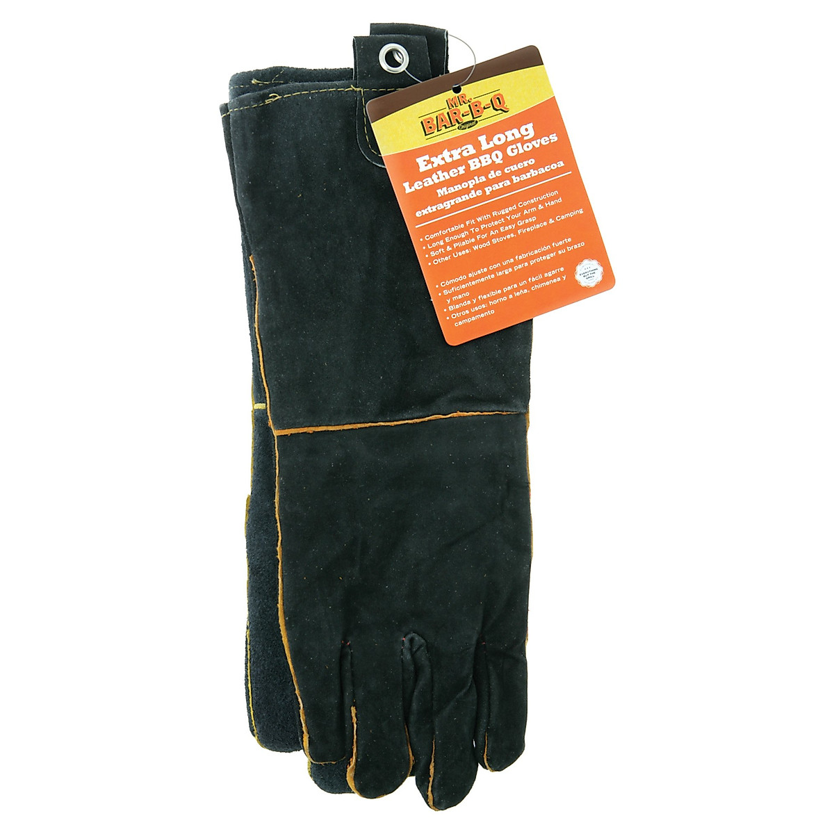 Mr. Bar-B-Q 40113Y Extra Length Leather Gloves | BBQ Grilling Gloves | Great for Cooking | Protects Hands from Heat | Rugged but Comfortable