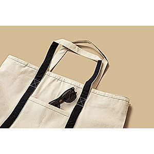 Extra Large Canvas Tote Bags with Zipper - 22 Inches Heavy Duty, Premium Zippered Tote Bag - Zip Top, 100% Organic Cotton, Sturdy, Washable Large Canvas Tote Bags - Multipurpose Canvas Shopping Bag