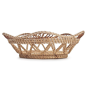 Woven Bread Baskets for Serving Rattan Tray for Fruit Food Kitchen Taptop Natural (10.6inch D x 3.5inch H)