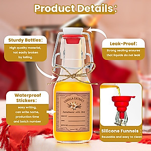 Xzunk 20Pcs 4 oz Swing Top Glass Bottles for Vanilla Extract Homemade, Flip Top Glass Bottles with Airtight Lid for Gift Glass Food Storage Canister for Hot Sauce Beans