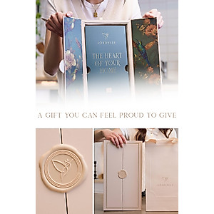 Lordelle Knife Block Set - 5 Piece Set - White Chantilly Snow - Lifestyle Home Kitchen Design - German X50 Stainless Steel - ABS Handle - Ash Wood Block - Cooking Chef Knife, Santoku, Paring, Utility