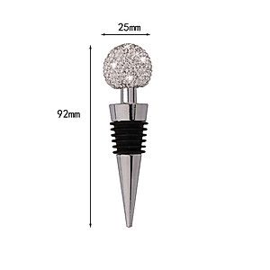 2 pack GSRYPC Bling Bling Decorative Crystal Diamond Wine Stopper ,Zinc Alloy Silicone Crystal Wine Toppers Stopper Wine Set Accessories For Gifts, Bar, Holiday Party, Wedding（Silver+pink)