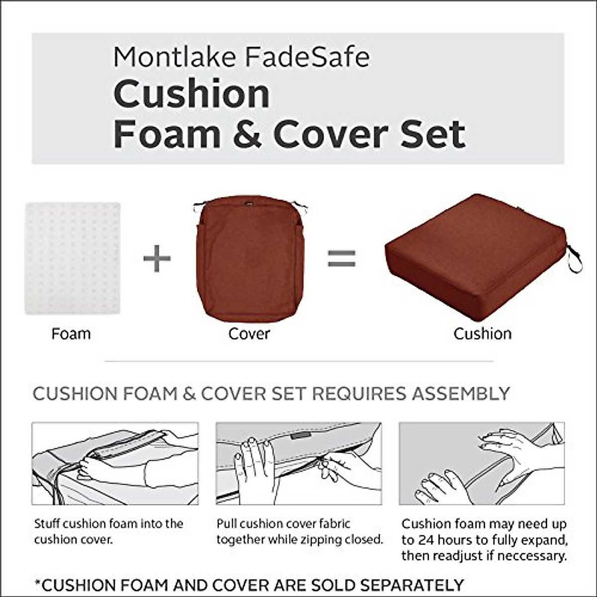 Classic Accessories Montlake FadeSafe Water-Resistant 80 x 26 x 3 Inch Outdoor Chaise Lounge Cushion Slip Cover, Patio Furniture Cushion Cover, Heather Henna Red