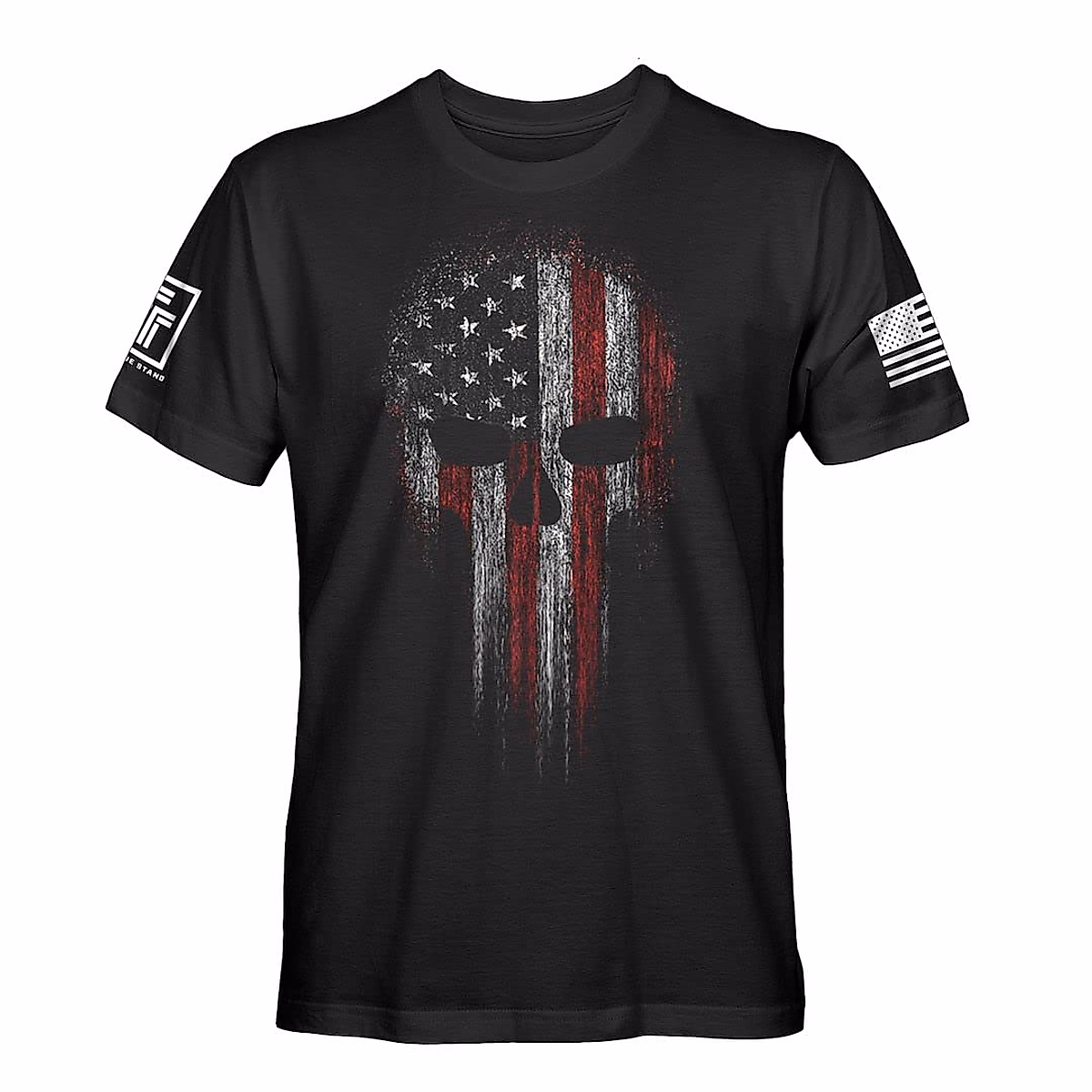 Fantastic Tees USA American Skull Patriotic Shirts for Men T-Shirt (Black, L)
