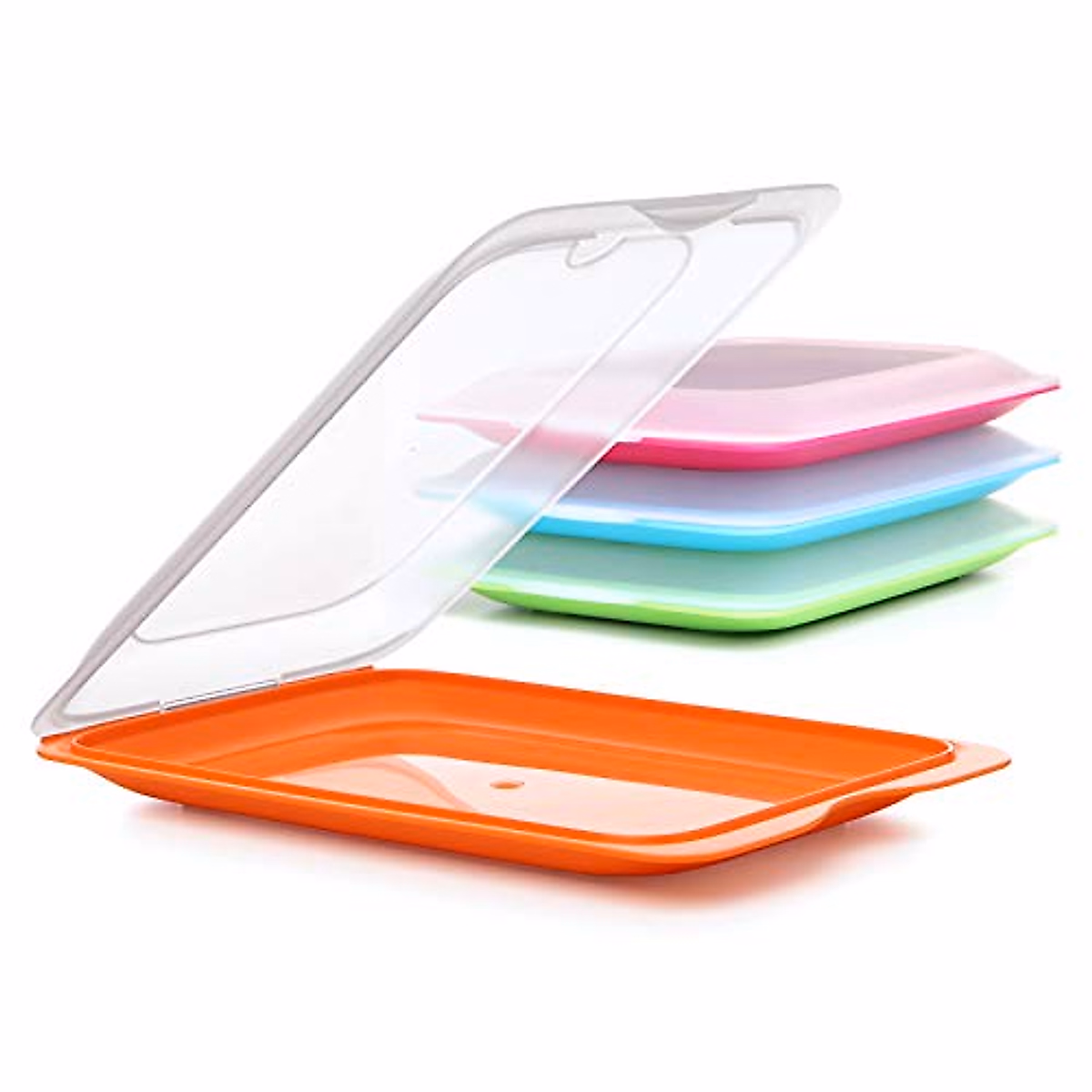 Tatay Set 4 cold meat container, with lid and body removed, in four colours, reusable and stackable, made of BpA-free plastic