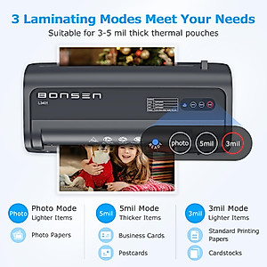 BONSEN Laminator Machine with Laminating Sheets 20 Pouches, 9-Inch Thermal Laminator for Home Office School Use, Personal 4-in-1 A4 Hot Cold Laminating Machine with Paper Trimmer and Corner Rounder