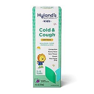 Hyland's Cold Medicine for Kids Ages 2+ by Hylands, Daytime for Cough, Decongestant, Allergy Symptom Relief, 4 Fl Oz