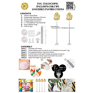 JC HUMMINGBIRD Balloon Large Arch and Column Sets (Birthday, Baby Shower, Wedding, Graduation) (Metal with Topper)