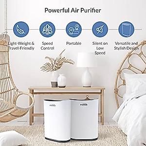 Purafide XP280 | Veteran Owned | 2-Yr Filter Life | H13 HEPA Air Purifier | Elegant Old Fashion Controls | 1700 Sq Ft Coverage. Home, Bedroom, Pets, Dust - White, 2-Pack