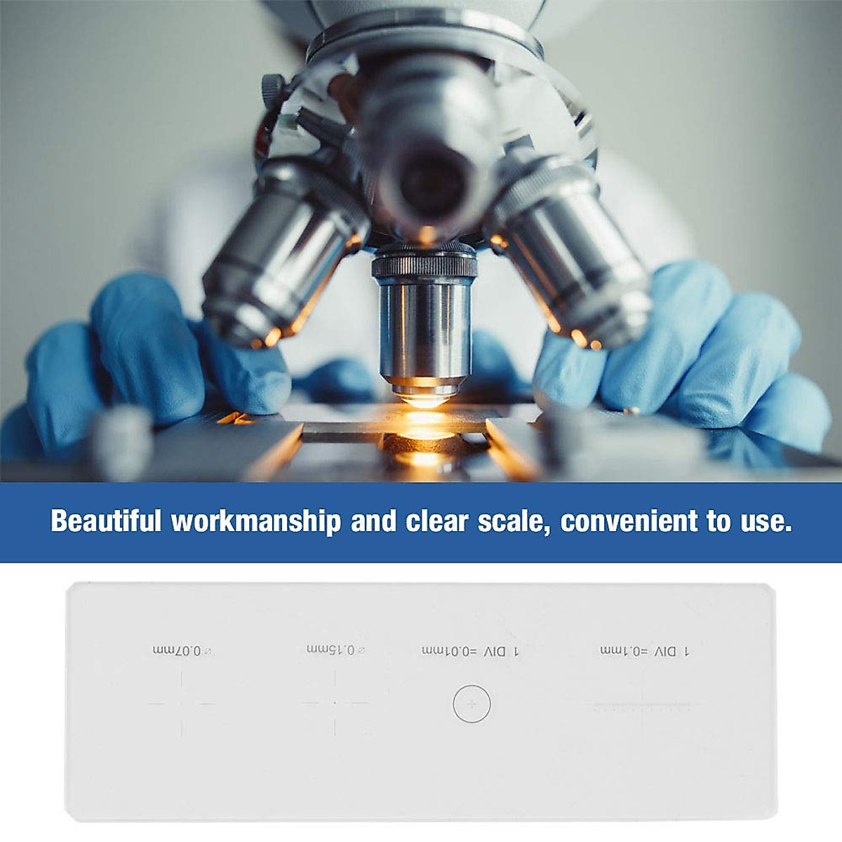 SANON Microscope Slides, Microscope Objective Micrometer Calibration Slide Glass Stage Micrometer with Four Graduated Scales DIV 0. 01mm
