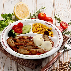 2 Pieces Portion Control Plates Macro Diet Plate Bariatric Divided Portion Control Container Portion Plate Nutrition Plate for Weight Loss Balanced Eating Food Meal Dinner Adults, 8.3 Inch