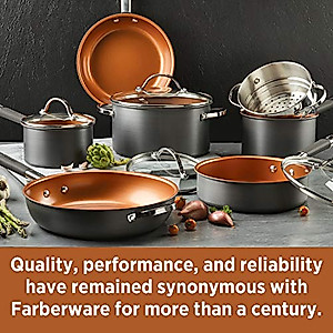 Farberware Glide Pro Hard Anodized Ceramic Nonstick Cookware Pots and Pans Set, 11 Piece, Gray