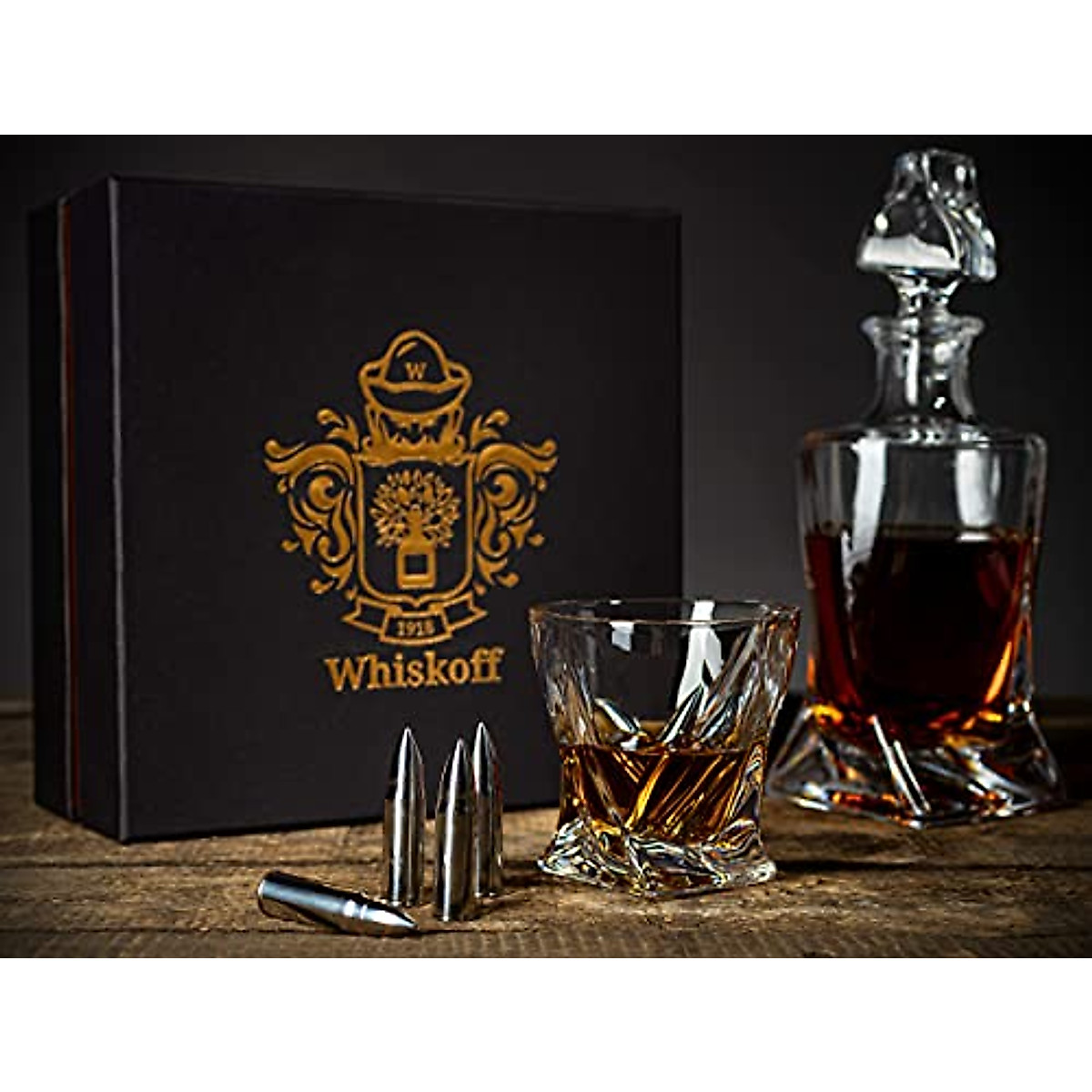 Whiskey Stones Gift Set for Men - Stones Ice Cube for Whiskey - Bourbon Stones Chilling Set - Chill Rocks Whiskey Stones - Stainless Steel Ice Cubes Set - Birthday Gift Set for Dad