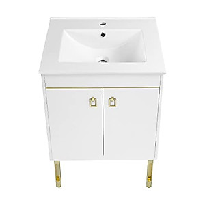 Swiss Madison Lumiere 24" Bathroom Bath Vanity, White and Gold