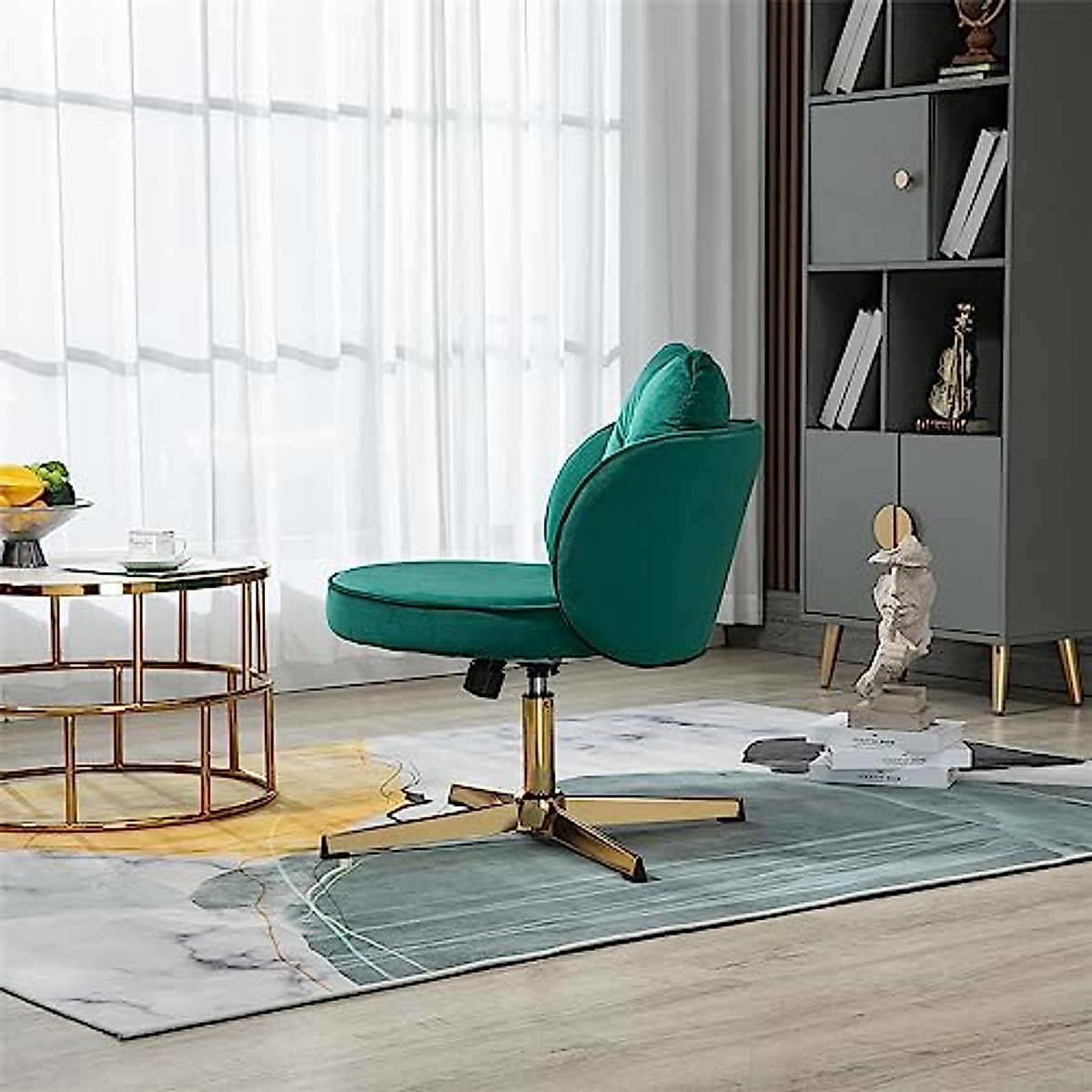 Swivel Shell Office Chair, Home Office Desk Chair, Modern Adjustable Computer Executive Chair with Wheels and Lumbar Support, Swivel Task Chair for Small Space, Living Room, Make-up, Studying, Green